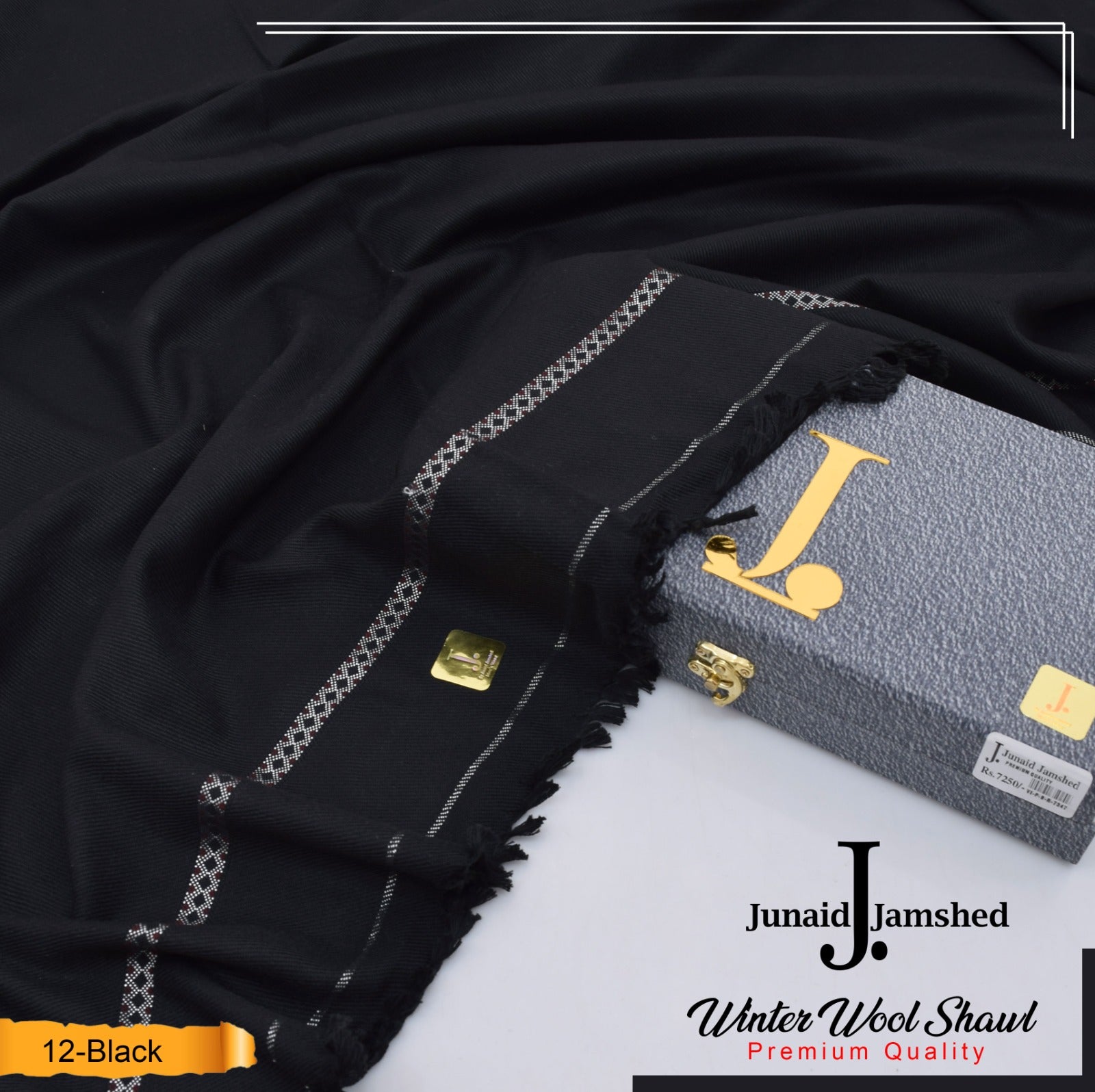 J. PREMIUM WOOL SHAWL FOR MENS WITH GIFT BOX & BAG ( Black ) – J.JUNAID ...